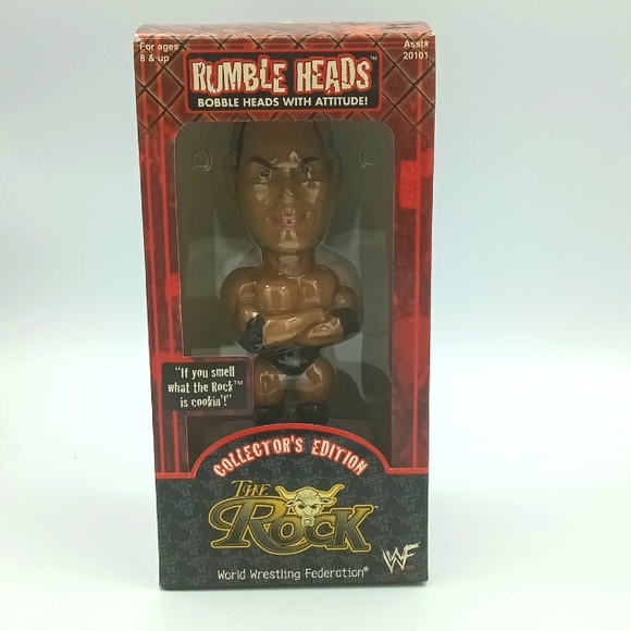 WWE | Toys | Vintage The Rock Rumble Heads Bobble Head Wwf Collectors ...